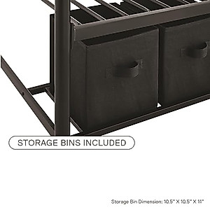 DHP Bonnie Metal Bunk Bed with Storage Drawers, Twin, Black