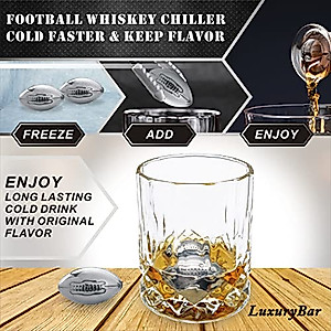 Football Whiskey Decanter Set with Glasses Spout 4Chiller,Whiskey Decanter Sets for Men,Whiskey Set Gifts for Men,Birthday Gifts for Men Gifts for Dad Gifts for Him Boyfriend,Alcohol Tequila Decanter