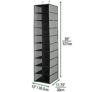 mDesign Soft Fabric Closet Organizer - Holds Shoes, Handbags, Clutches, Accessories - Large, 20 Shelf Over Rod Hanging Storage Unit - Charcoal Gray/Black