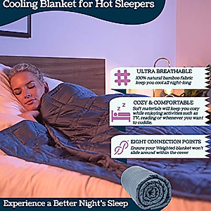 Aviano Premium Bamboo Cooling Weighted Blanket for Adults - 20 lbs (Stone Blue) for Queen Size Bed (60x80 in.) - Heavy Blankets for Restlessness