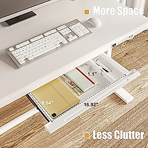 AITERMINAL Electric Standing Desk with Drawers, Height Adjustable Sit Stand Desk with Drawer, Home Office Desk Storage & USB Ports, 45 x 23 Inch White Desktop/White Frame