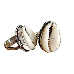 Natural Cowrie shell ring, Beach Shell Ring Shell Ring For Women, Summer Ring gypsy ethnic boho style shell handmade jewelry, codi ring for friend, (6)