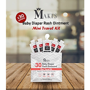 Maki’s Baby Diaper Cream - Diaper Rash Ointment For Newborns - Portable Baby Must Haves For Rash Prevention And Treatment - Spill Proof Baby Ointment For Diaper Rashes - Set Of 30 Single Use Baby Rash Cream - .105 oz Per Packets