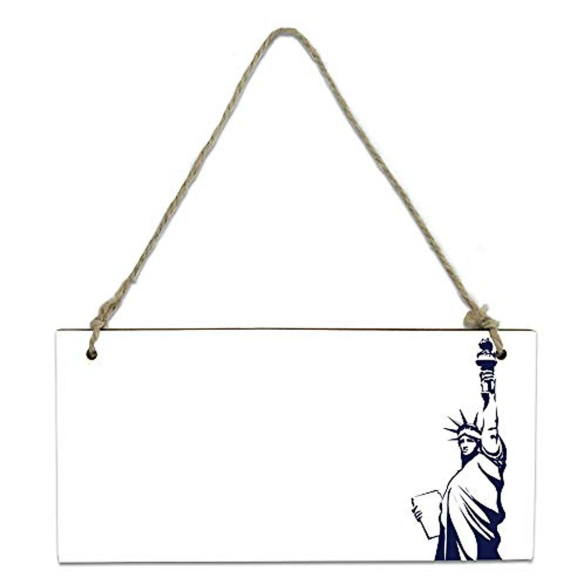 BABE MAPS United States of America Independence Day Hanging Wall Decor Sign, Statue of Liberty Bathroom Decorations Wall Art, 8" by 4" Wood Sign Plaque Home Decor