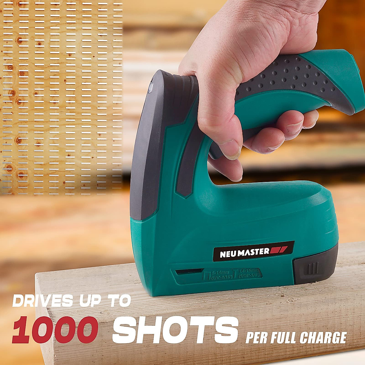 Cordless Staple Gun, NEU MASTER 2 in 1 Electric Brad Nailer/Stapler, 4V Power Stapler Tacker with USB Charger Cable, 3000pcs Staples and 500pcs Nails for Upholstery, Material Repair and Carpentry