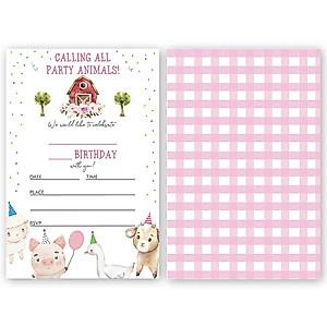 FujLoy Farm Animals Birthday Invitation, Farm Animals Party invite, Farm Birthday,Farm Birthday Party Supplies.（067）