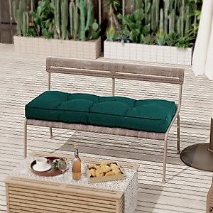 Lokex Bench Cushion,36x14x4 Inch Double Piping Waterproof Bench Cushions for Outdoor Furniture,Non-Slip Window Seat Cushions Indoor,Green