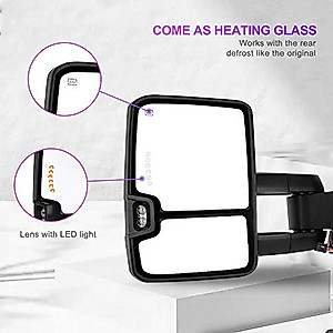 cciyu Tow Mirrors Car Mirrors Left Right Chrome Towing Mirrors Compatible with 2014-2018 for Chevy for GMC 1500 2015-2019 for Chevy for GMC 2500 HD 3500 HD with Power Heated Turn Signal Light