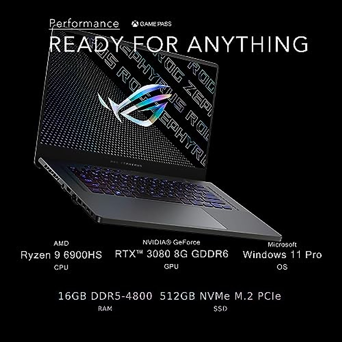 ASUS Zephyrus G15 15.6" 240Hz QHD Gaming Laptop, AMD Ryzen 9 6900HS, GeForce RTX 3080 8GB GDDR6, 16GB DDR5 RAM, 512GB PCIe SSD, Backlit Keyboard, HD Webcam, Win 11 Pro, Gray, 32GB USB Card