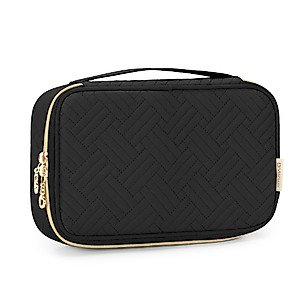 Yarwo Travel Makeup Brushes Bag, Portable Cosmetic Bag for Makeup Brushes (up to 9.4") and Cosmetic Essentials, Black (BAG ONLY, PATENTED DESIGN)