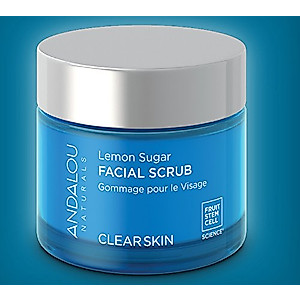 Andalou Naturals Lemon Sugar Facial Scrub, 1.7 oz., Gently Exfoliates and Cleanses for a Clearer, Brighter, and Balanced Looking Complexion, with Meyer Lemons and Manuka Honey