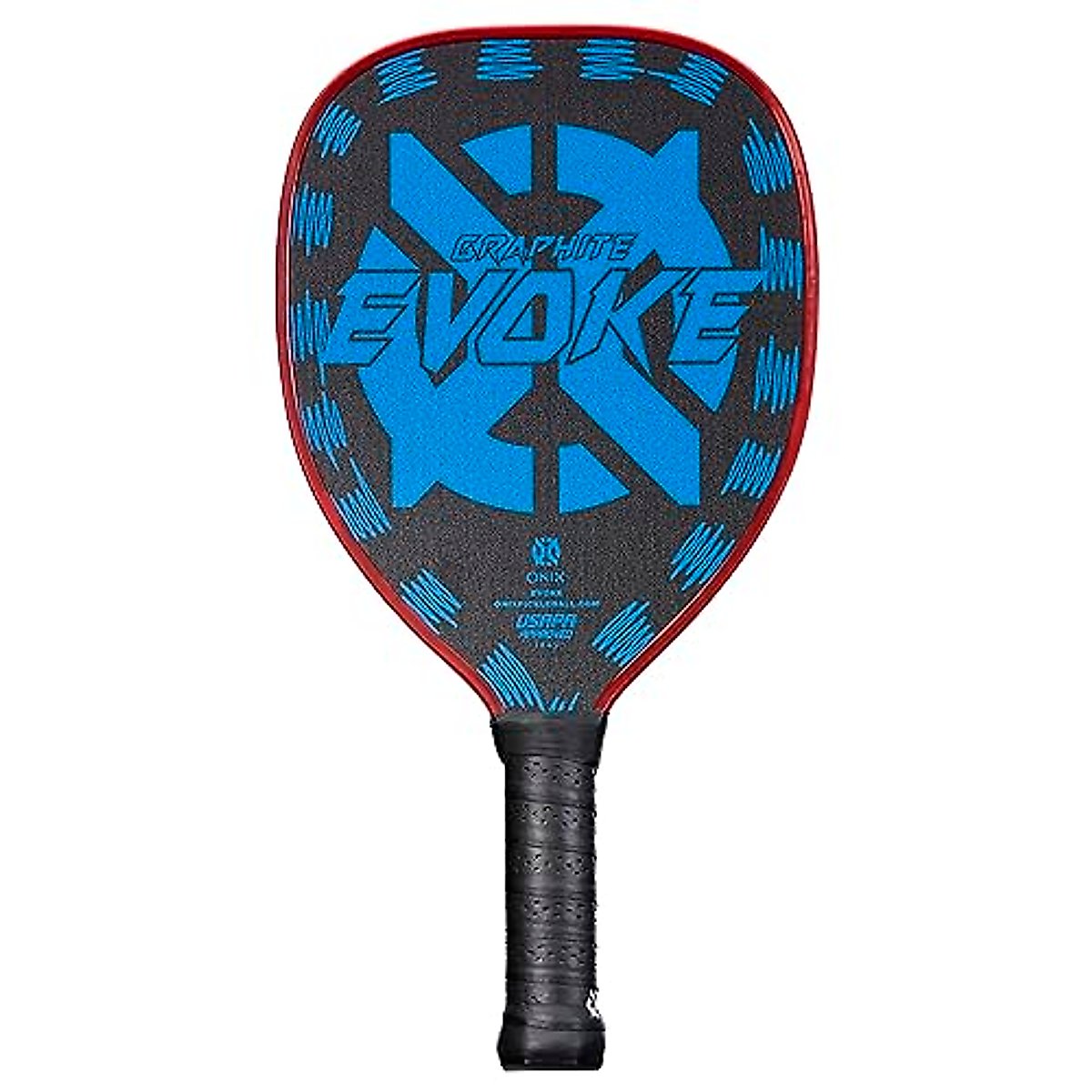 Onix Graphite Evoke Tear Drop Pickleball Paddle Features Tear Drop Shape, Polypropylene Core, and Graphite Face, Blue