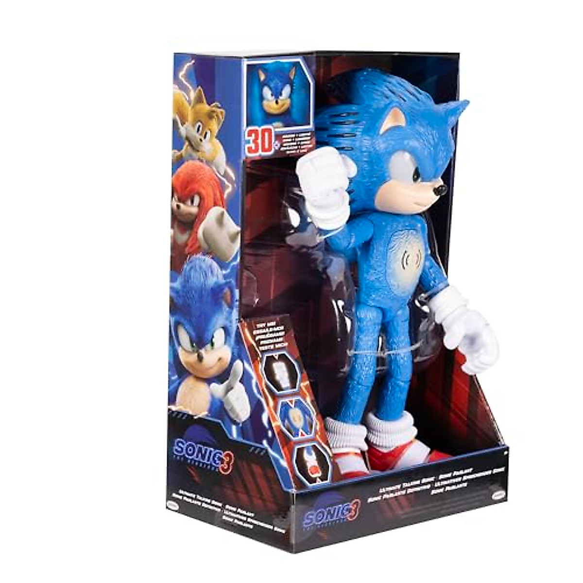 Sonic The Hedgehog 3 Ultimate Talking Sonic 12-Inch Figure, Features 30+ Iconic and Humorous Phrases and Sounds from The Movies, Light-Up Eyes and Quills