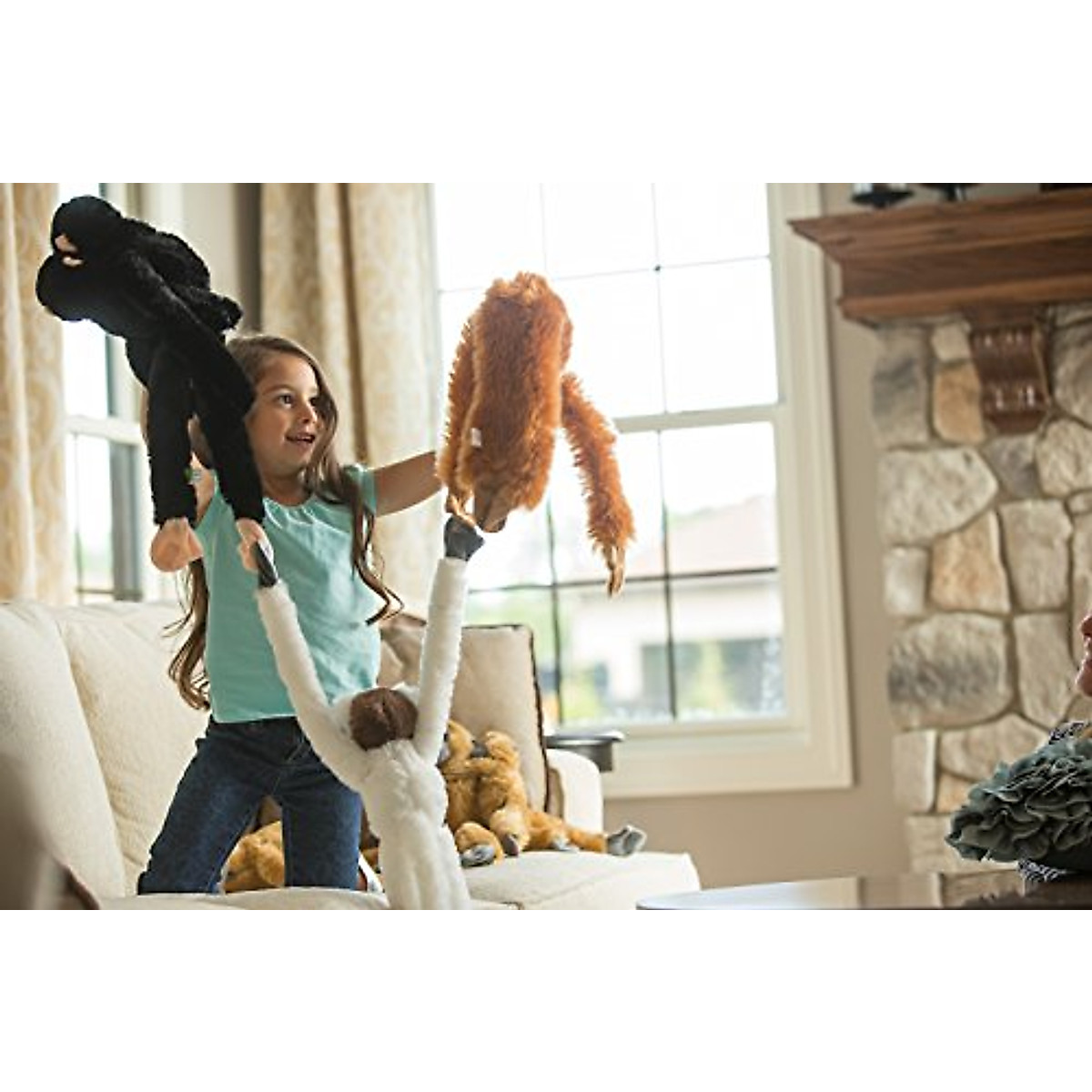 Wild Republic Common Langur w/baby Plush, Monkey Stuffed Animal, Plush Toy, Gifts for Kids, Hanging 20 Inches