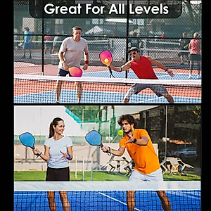 Asani Pickleball Paddle Set of 4-7-Ply Basswood Construction with Durable Edge Guard, Includes 6 Balls and Carry Bag, Ideal for Beginners and Intermediates