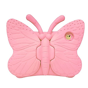 iPad case for Kids, Feitenn 3D Cartoon Butterfly Non-Toxic EVA Light Weight Kid Proof Shockproof case with Kickstand for ipad 5/ ipad 6 /ipad pro 9.7/ New iPad 2017 case (Pink)