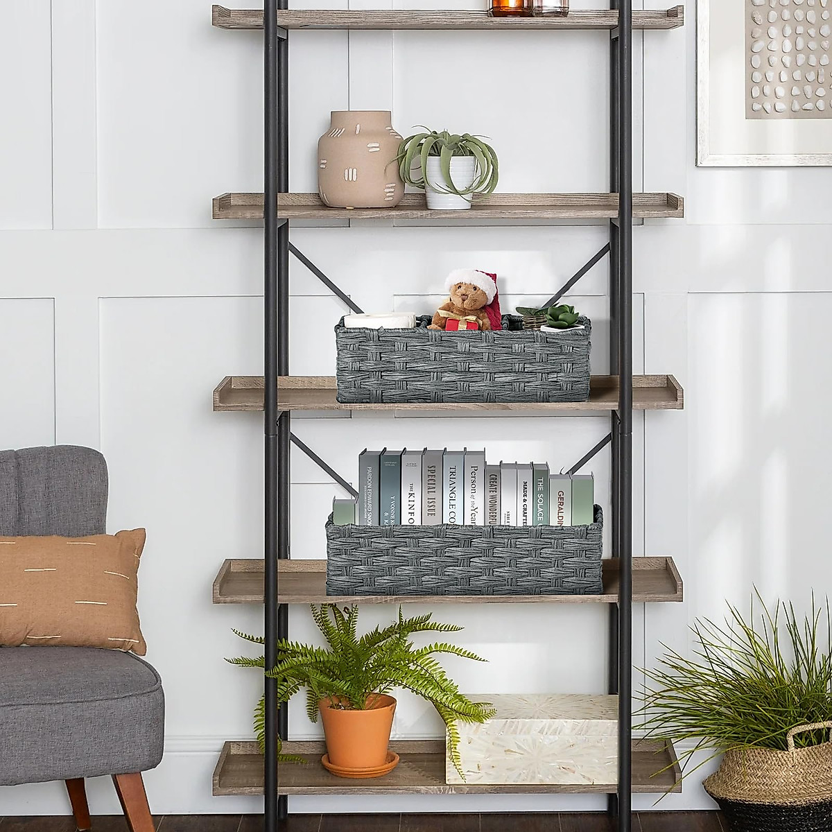 DULLEMELO Toilet Paper Basket for Organizing, Small Bathroom Baskets for Storage, Waterproof Toilet Paper Basket for Back of Toilet, Grey, 2 Pack