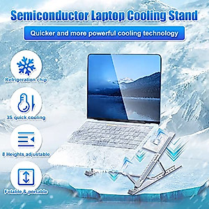 NORMIA RITA Semiconductor Laptop Cooling Stand, 3S Fast Cooling Foldable Laptop Cooler with Refrigeration Plate, Portable Gaming Laptop Cooling Pad for Desk with 8 Heights Adjustable