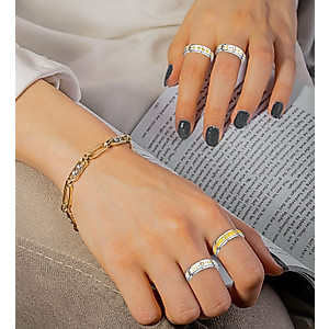 ZNBOH Anxiety Ring for Women Fidget Rings Stainless Steel Spinner Ring Anti Anxiety Ring Fidget Band Rings for Men Flower Moon Star Stress Relieving Rings Set