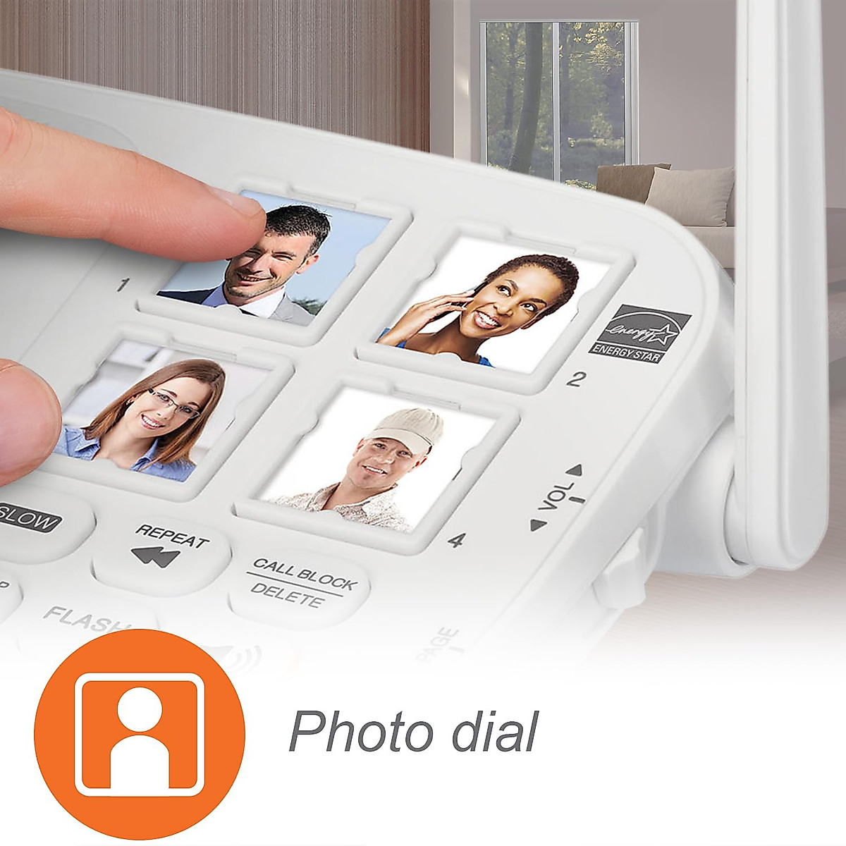 VTech SN5127 Amplified Cordless Senior Phone with Answering Machine, Call Blocking, 90dB Extra-loud Visual Ringer, One-touch Audio Assist on Handset up to 50dB, Big Buttons and Large Display, White