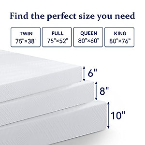 Opoiar 10 Inch Queen Mattress, Green Tea Memory Foam Mattress Queen Size in a Box,Medium Firm Feel Gel Infused Mattress with White Cover,Supportive,Made in USA,CertiPUR-US