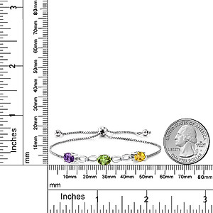 Gem Stone King 925 Sterling Silver Customized and Personalized 3 Gemstone Birthstone and White Lab Grown Diamond Tennis Infinity Bracelet For Women (2.27 Cttw, Adjustable up to 9 Inches)