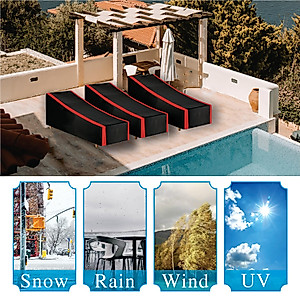 Chaise Lounge Covers Outdoor Waterproof, 600D Heavy Duty Patio Furniture Cover, Pool Lounge Chair Cover Fits up to 78L x 34W x 32H inches-2 Pack