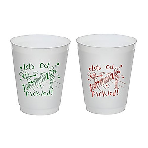 Perfect Stix 16oz Pickleball Frosted Cups Green/Red Print-10ct