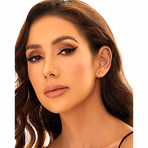 ESLALA 14K Gold Nose Ring Hoop for Women, Thin Nose Piercing jewelry (Gold,3pcs- 8mm 22 gauge)