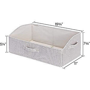 StorageWorks Closet Baskets, Fabric Baskets for Closet Shelves, Foldable Trapezoid Storage Bins, Mixing of Nature & Blue, 3-Pack