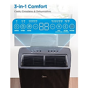 Midea Duo 12,000 BTU (10,000 BTU SACC) HE Inverter Ultra Quiet Portable Air Conditioner, Cools up to 450 Sq. Ft., Works with Alexa/Google Assistant, Includes Remote Control & Window Kit