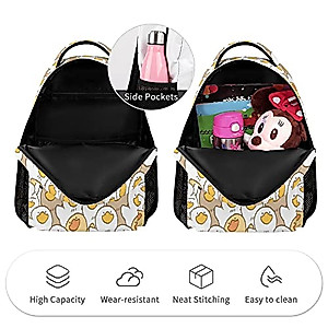 MINBHEBYUD Cute Cartoon Duck Prints Backpack, Lightweight Backpack Casual Daypack, Bookbag for Men Women
