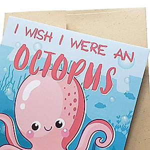 Sleazy Greetings Funny Valentine's Day Cards | Anniversary Cards for Husband Boyfriend | Birthday Card for Him | I Wish I Were an Octopus Card