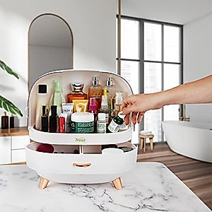 7Penn Large Makeup Organizer Box - Enclosed On Display Makeup Organizer Case with Cosmetic Storage Drawers