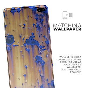 DesignSkinz Hot Orange Metal with Royal Blue Rust Protective Vinyl Decal Wrap Skin Cover Compatible with The Samsung Galaxy S20 (Screen Trim & Back Glass Skin)