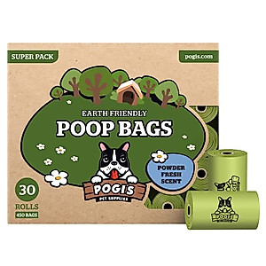 Pogi’s Dog Poop Bags - 30 Rolls (450 Doggie Poop Bags) - Leak-Proof Dog Waste Bags - Scented, Ultra Thick, Extra Large Poop Bags for Dogs