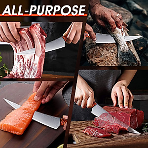 TOMBRO Boning Knife for Meat Cutting,5.5"Damascus Kitchen Knife,Full Tang Fillet Knife with Ergonomic Rosewood Handle,Versatile Deboning Knife With Gift Box,Meat Trimming Butcher Knife for BBQ Brisket