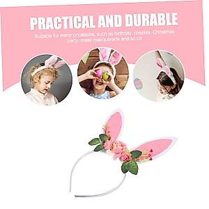 MUSISALY Easter Headband Rabbit Ears Hair Hoop Bunny Ears and Tail Rabbit Ear Hair Band Party Ears Headband Spring Bunny Hairband Flower Garland Hairband Cartoon Artificial Flower Plastic