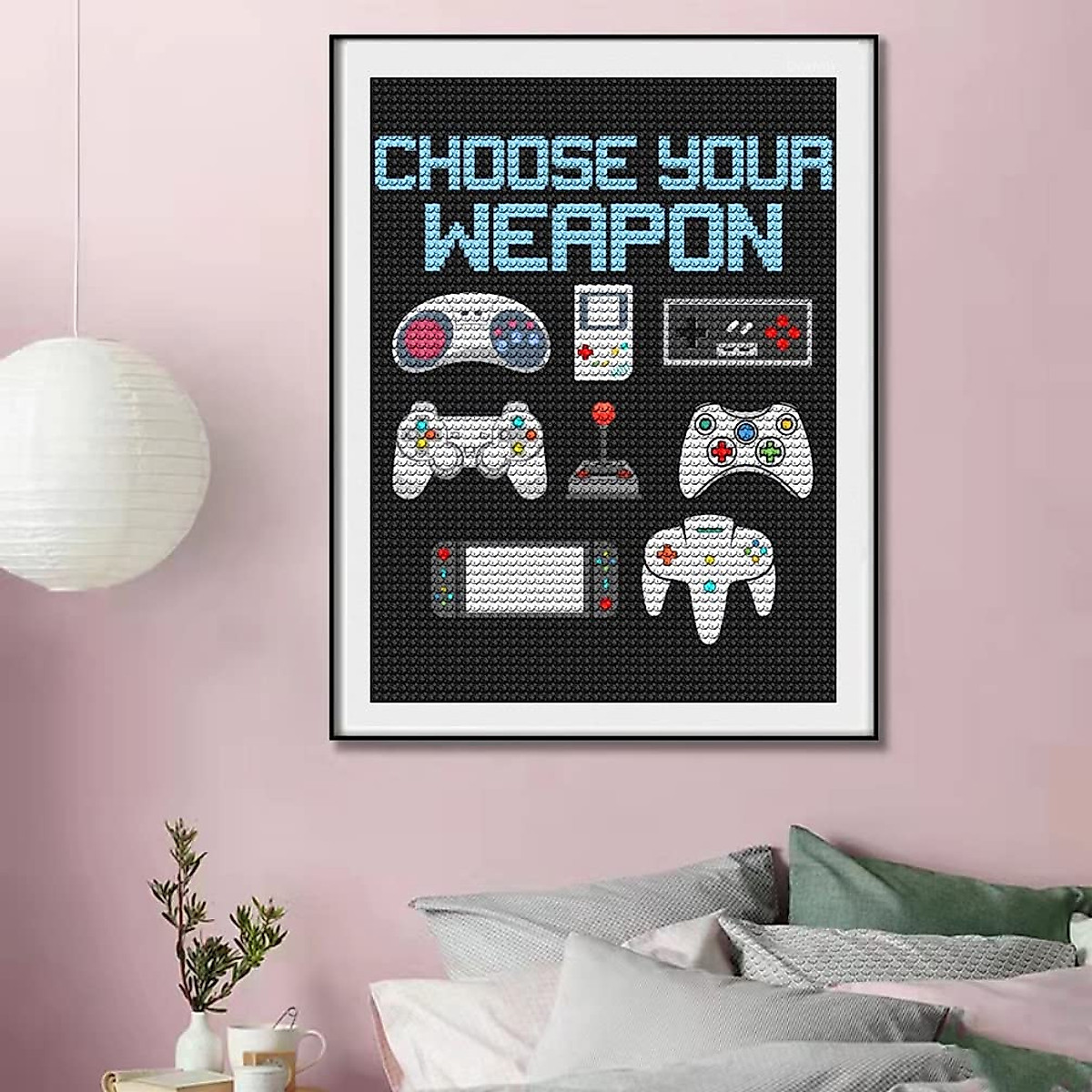 DIY Diamond Painting Kits Funny Gaming Diamond Art for Adults Kids, Full Round Drill Paint by Numbers Arts Pictures for Home Wall Decor Gifts 12 x 16 inch