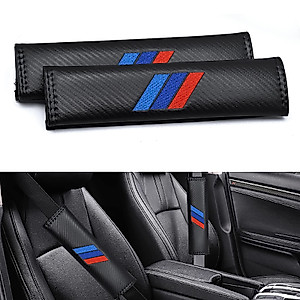 2 Pack Car Seat Belt Pads Cover More Comfortable Driving, Seat Belt Shoulder Strap Covers Harness Pad for BMW Interior Accessories, Compatible with Adults Youth Kid