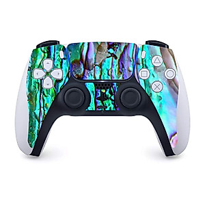 ITS A Skin Skins Compatible with Sony Playstation 5 Console Disc Edition - Protective Decal Overlay Stickers wrap Cover - Abalone Ripples Green Blue Purple