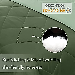 Seward Park Full/Queen Size Reversible Comforter Girls Bedding Lightweight Microfiber Fill Bedspread All Season Fall Warm Blanket Sage Green/Forest Green