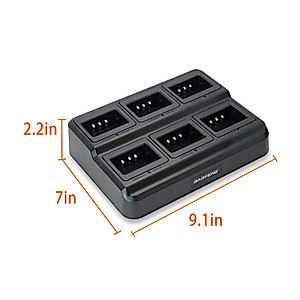 BAOFENG UV-5R Six-Way Charger Multi-Unit Charger Station for BF-F8HP UV-5R UV-5RE UV-5R Retevis RT-5R RT-5RV Mirkit UV-5R MK4 Walkie Talkie and Battery(1Pack)