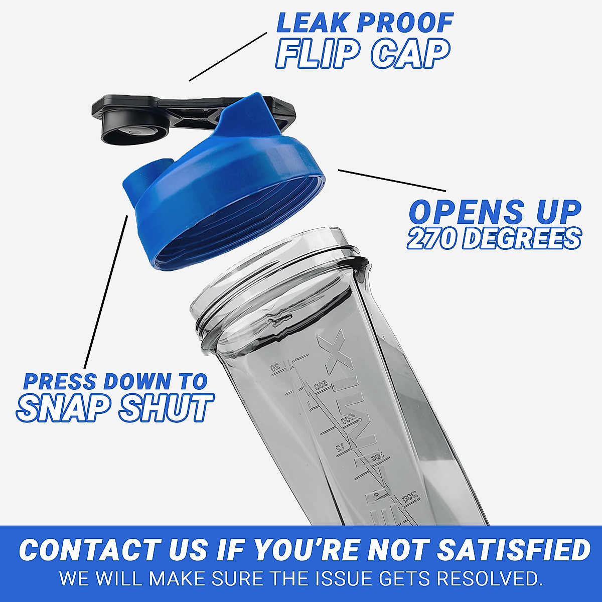 Helimix 2.0 Vortex Blender Shaker Bottle 28oz | No Blending Ball or Whisk | USA Made | Portable Pre Workout Whey Protein Drink Shaker Cup | Mixes Cocktails Smoothies Shakes | Dishwasher Safe (28 oz, Blue)
