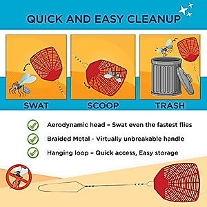 Bug & Fly Swatter – Braided Metal Handle 6 Pack Fly Swatters – Indoor/Outdoor – flyswatter
