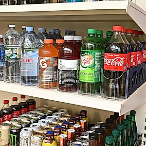 Display Technologies Visi-Fast Spring-Loaded Beverage Pusher-Glides (Pack of 6) - Effortless Beverage Product Presentation for 32oz/1LTR - 6-wide, 22" D' Drink Organizer ofor Cans, Bottles and More