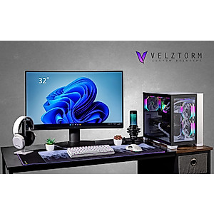 Velztorm Mini Lux Custom Gaming Desktop (AMD Ryzen 9 5950X 16-Core, GeForce RTX 3070 Ti 8GB, 16GB DDR4, 1TB PCIe SSD + 1TB HDD, WiFi-N, 750W PSU; RGB Fans, 240mm AIO White, Win10Home) VELZ0048