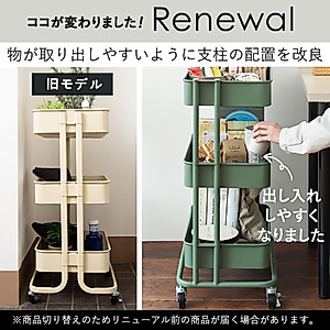 Iris Plaza KW-L001 Kitchen Wagon, Tool Wagon, 3 Tiers, With Casters, Storage, Shelf, Width 17.5 x Depth 13.8 x Height 30.7 inches (44.5 x 35 x 78 cm), White