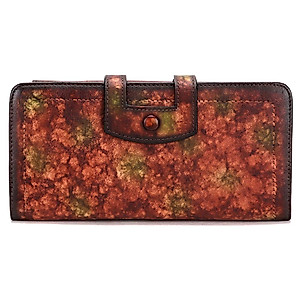 IVTG Genuine Leather Long Wallets for Women RFID Blocking Vintage Handmade Money Clip Card Holder with Zipper (Light Brown)