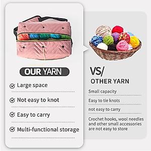 Tynzol Crochet Bag Organizer, Yarn Bag-Knitting Storage, Knitting Crochet Accessories, Crochet Hook Case, Knitting & Crochet Supplies, Yarn Holder for Crocheting On The Go Pink